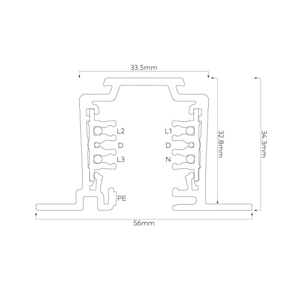 Rail Encastrable 3 Circuits Noir 2 m – LED – DALI & Domotique